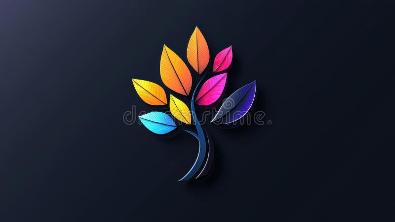 A Minimalistic 2D Peace Tree with Vibrant Leaves, Designed As a Sleek ...