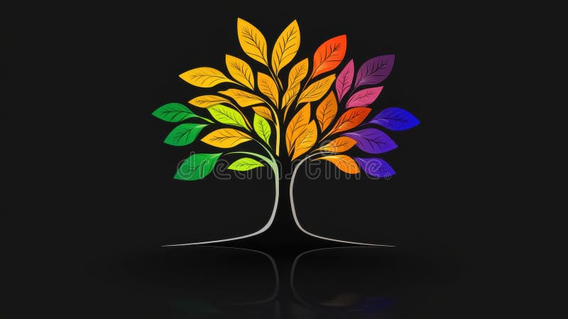 A Minimalistic 2D Peace Tree with Vibrant Leaves, Designed As a Sleek ...
