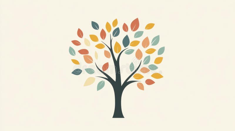 A Minimalistic 2D Peace Tree with Vibrant Leaves, Designed As a Sleek ...