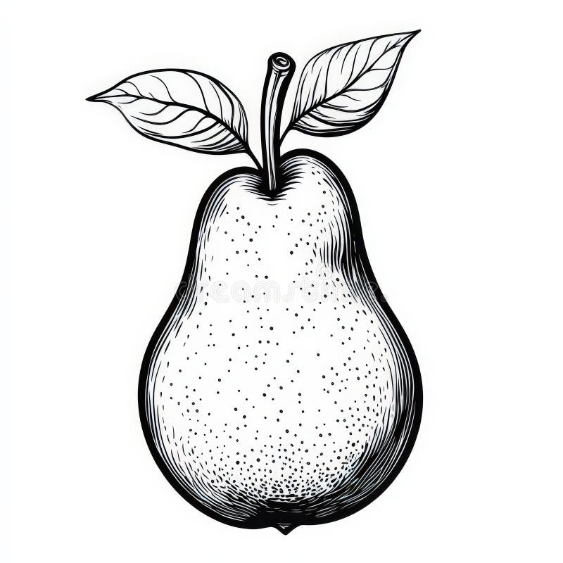 Minimalistic 2D Pear Illustration with Bold Black Outline, Simple ...