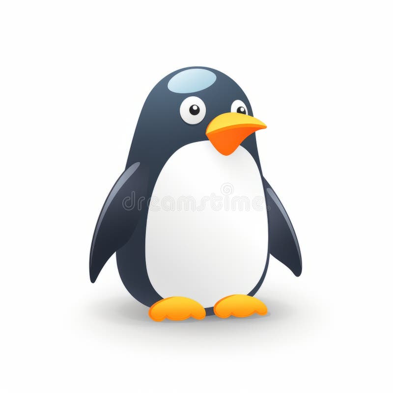 Minimalistic 2d Penguin Icon on White Background Stock Illustration ...