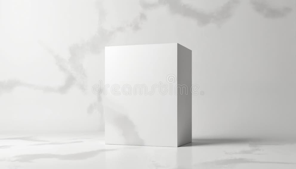 Minimalistic 3D Render of Plain White Box Standing Upright on Clean ...