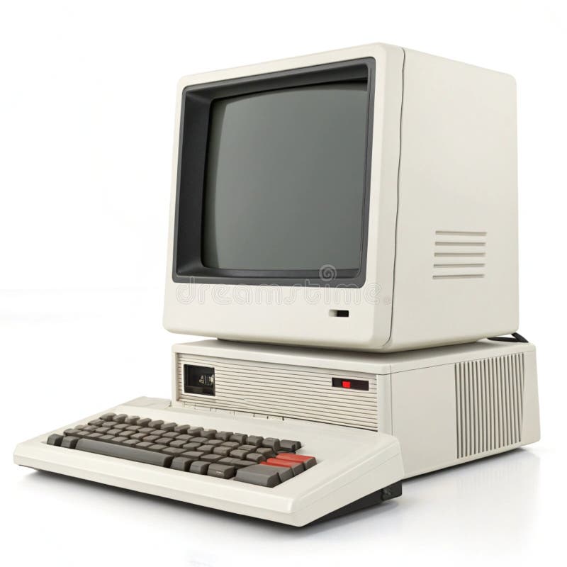 Minimalistic 3D Render of Retro Computer on Transparent Background ...