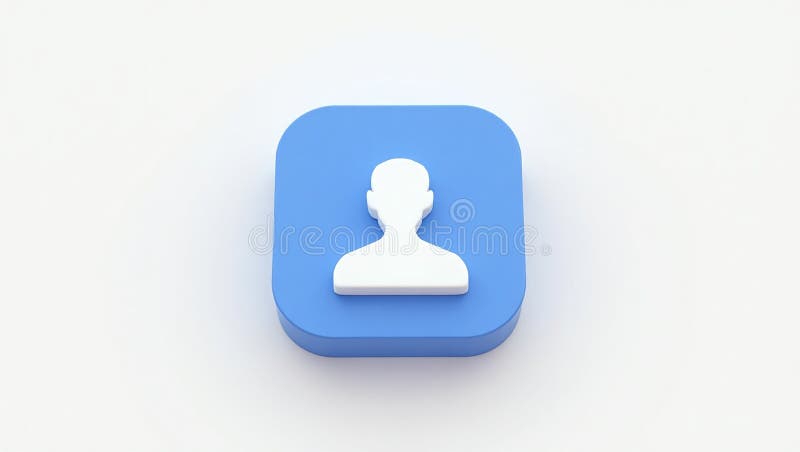 Minimalistic 3d Rendering of a Contact Icon Profile Symbol on a Blue ...