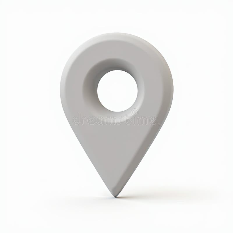 Minimalistic 3D Rendering of a Grey Map Location Pin Icon on a White ...