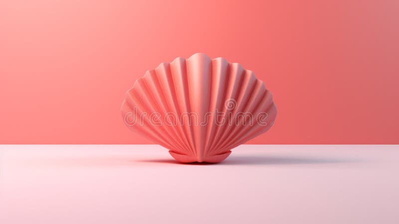 Minimalistic 3d Rendering of a Pink Shell on a Pink Wall Stock ...