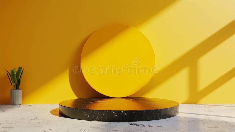 Yellow Circular Object on Yellow Wall Stock Illustration - Illustration ...