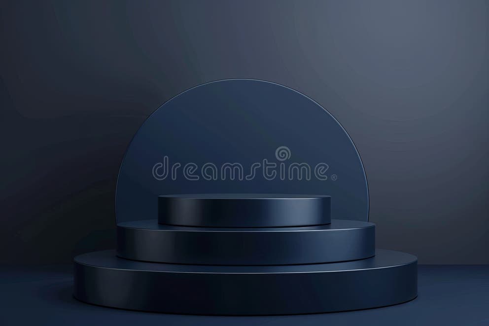 Minimalistic 3D Rendering of Sleek Navy Podium on Coordinated Backdrop ...