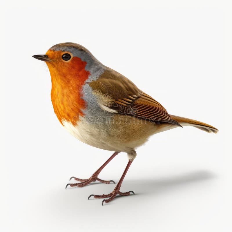 Minimalistic 3d Robin Bird Model on White Background Stock Illustration ...