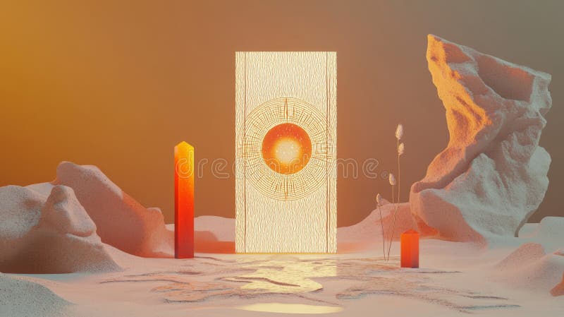 Minimalistic 3D Tarot Card Illustration with Wind in High Quality Stock ...