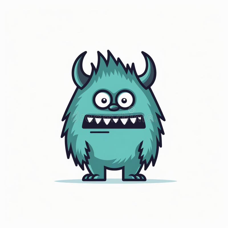 Minimalistic 2d Vector Icon Logo of Monster Looking Down Stock ...