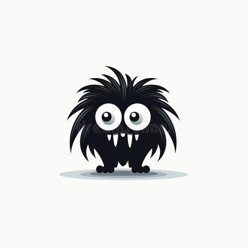 Minimalistic 2d Vector Icon Logo of Monster Looking Down Stock ...