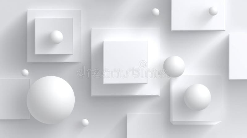 Minimalistic 3D White Cubes and Spheres in Geometric Abstract ...