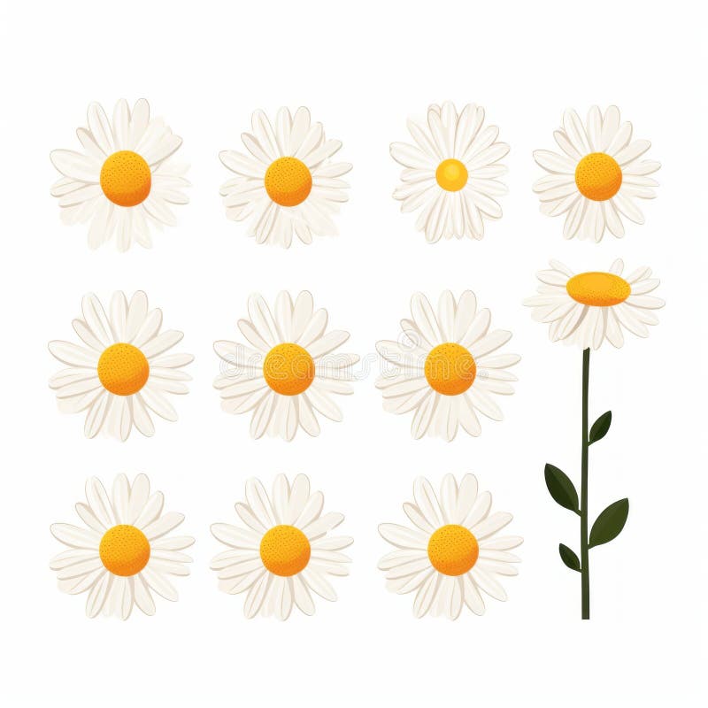 Minimalistic Daisy Set: Vector Svg Flat Animation Asset Stock ...