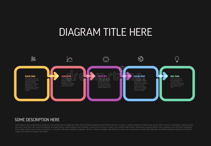Minimalistic Dark Five Steps Diagonal Elements Template with Squares ...