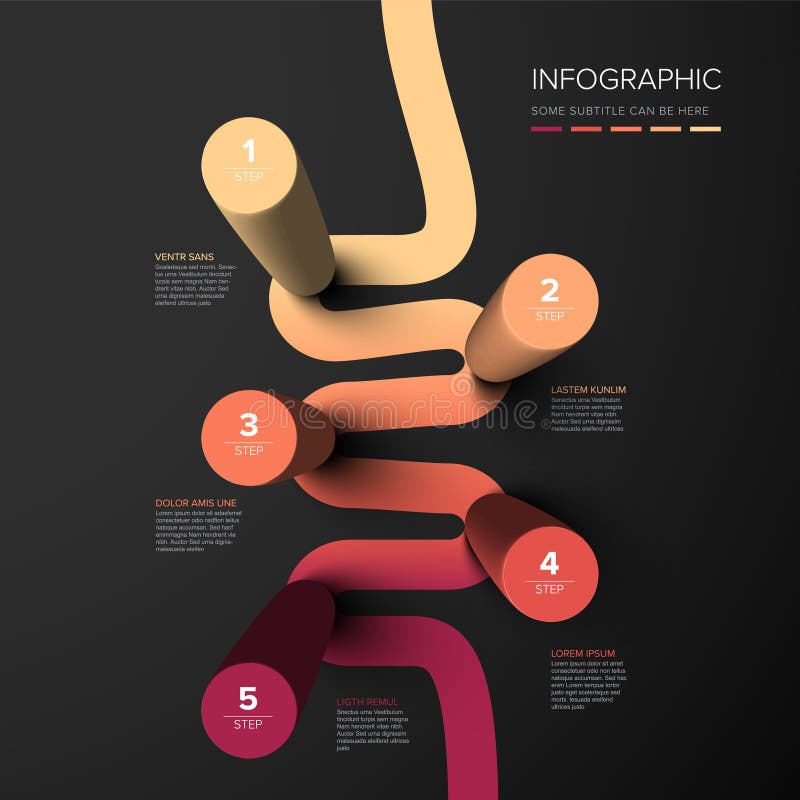 Minimalistic Dark Five Steps Verticl Template with Cylindric Circle ...
