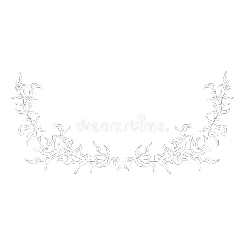 Minimalistic Decorative Composition of Leaves Pattern Line Hand Drawing ...