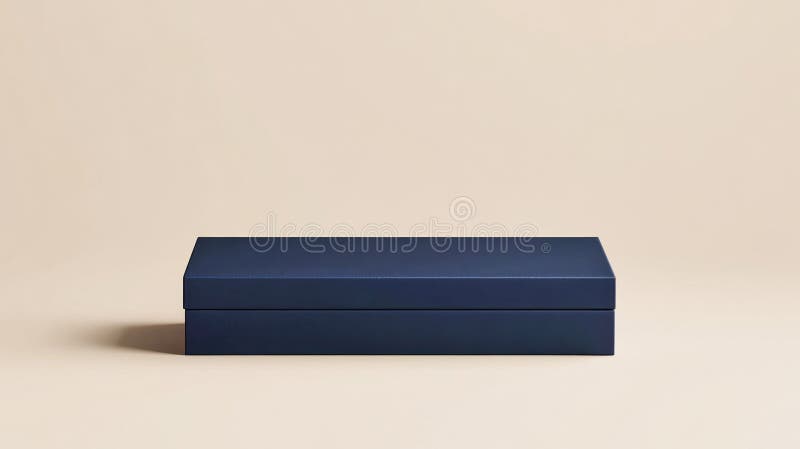 Minimalistic Deep Blue Rectangular Packaging Box on Beige Background ...