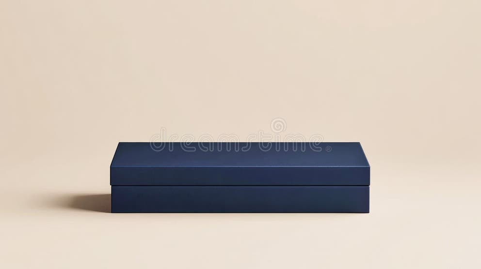 Minimalistic Deep Blue Rectangular Packaging Box on Beige Background ...
