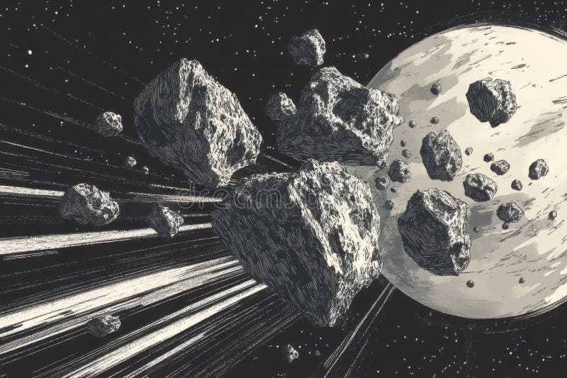Minimalistic Depiction of Asteroid Belt and Planetary Orbits in Space ...