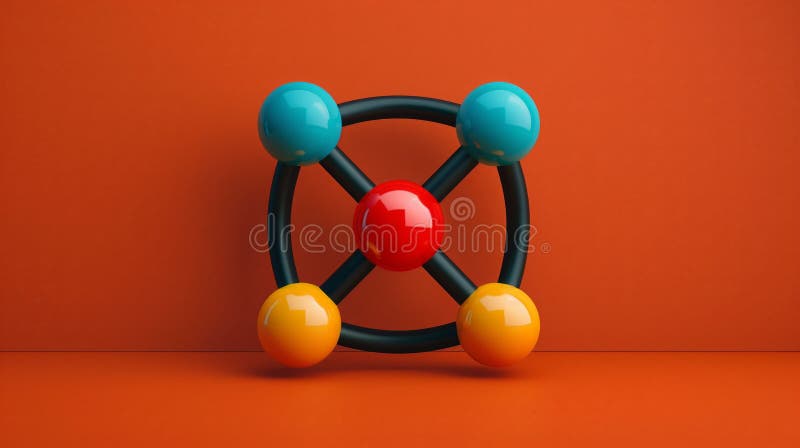 A Minimalistic Depiction of an Atomic Structure with Colored Spheres ...
