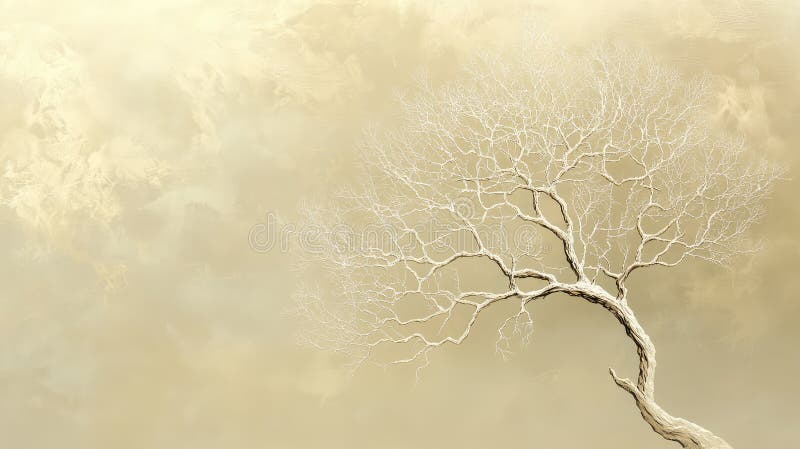 Minimalistic Depiction White Tree Intricate Branches Soft Light ...