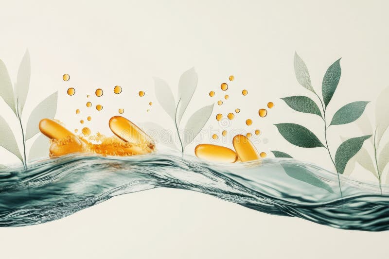 Minimalistic Design Featuring Vitamin D Capsules with Natural Elements ...