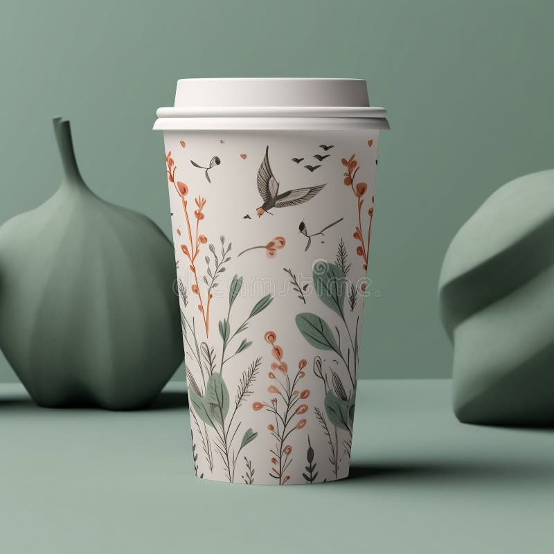 Minimalistic Design of a Spring Themed Paper Cup. Generative AI Stock ...