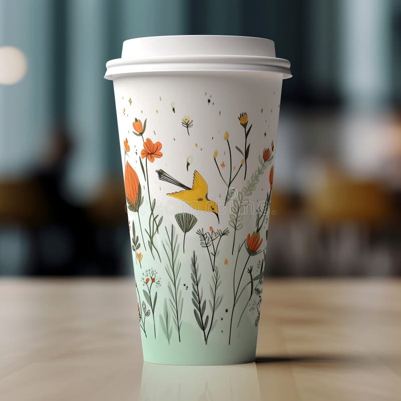 Minimalistic Design of a Spring Themed Paper Cup. Generative AI Stock ...