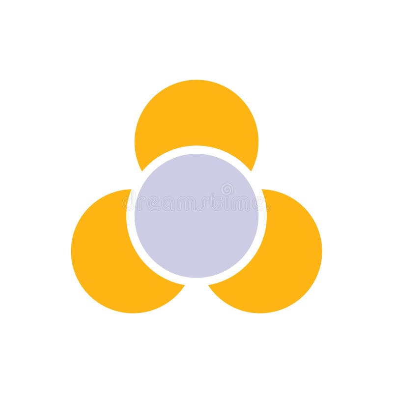 Minimalistic Design of Triple Yellow Petals with Central Grey Circle ...