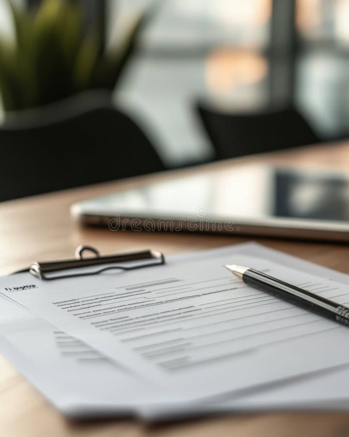 Minimalistic Desk with Blank Job Applications and a Pen, Highlighting ...