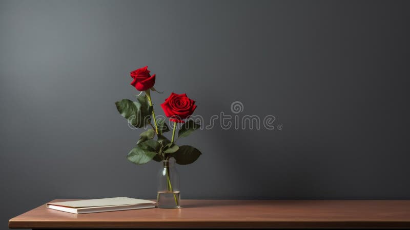 Minimalistic Desk with Two Beautiful Roses Stock Illustration ...