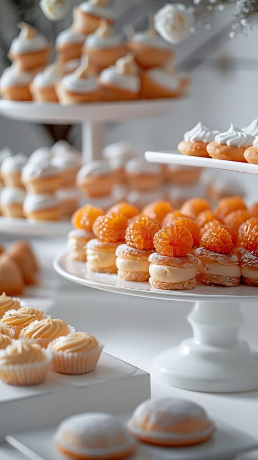 Minimalistic Dessert Buffet Assorted Mini Pastries and Sweets on Bright ...