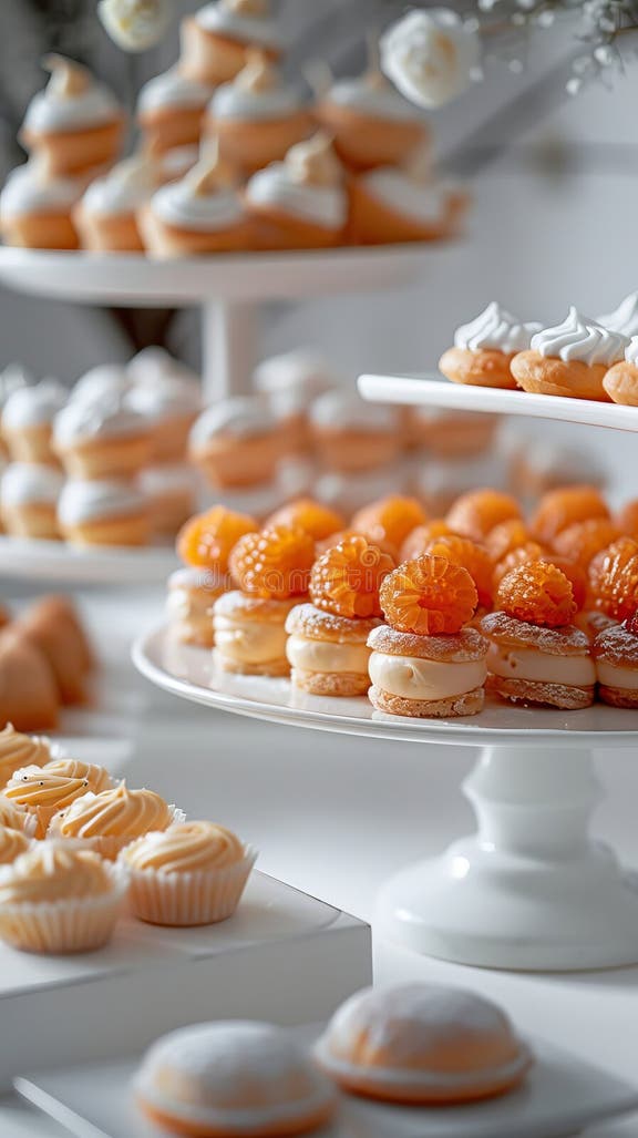 Minimalistic Dessert Buffet Assorted Mini Pastries and Sweets on Bright ...