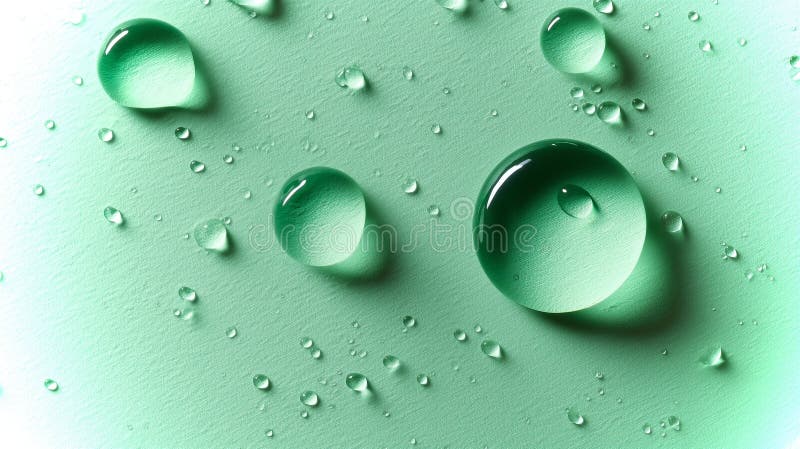 Minimalistic Dew Drops on a Pastel Green Surface Creating a Serene ...