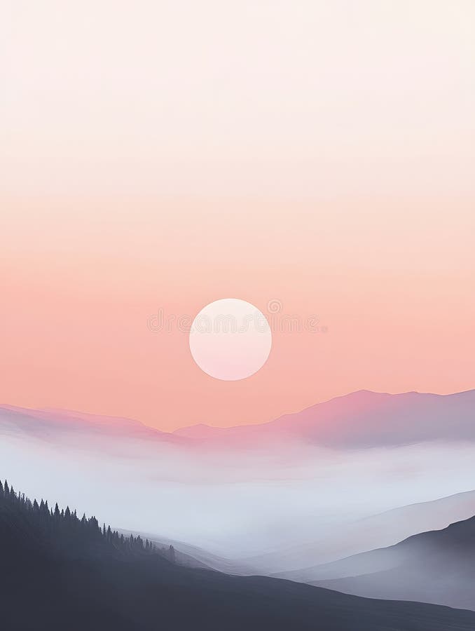 A Minimalistic Digital Artwork Featuring a Beautiful Plain Color Scheme ...