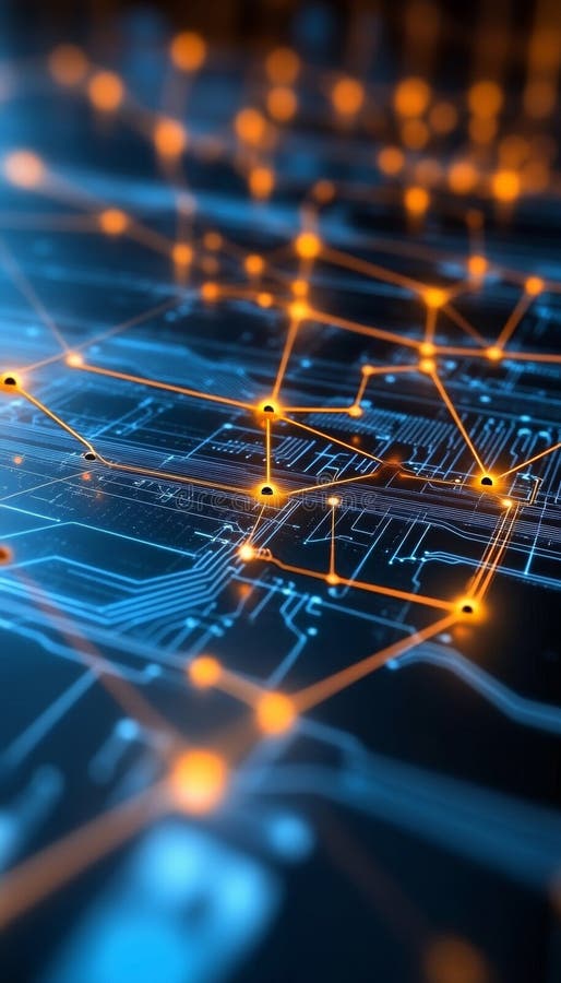 Minimalistic Digital Blueprint Background with Abstract Circuit ...