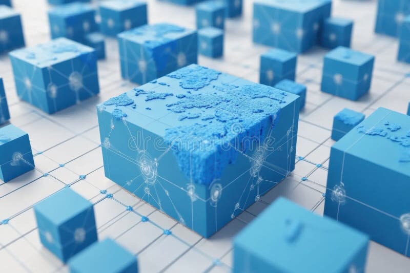 Minimalistic Digital Cube Illustration with Network Connections on a ...