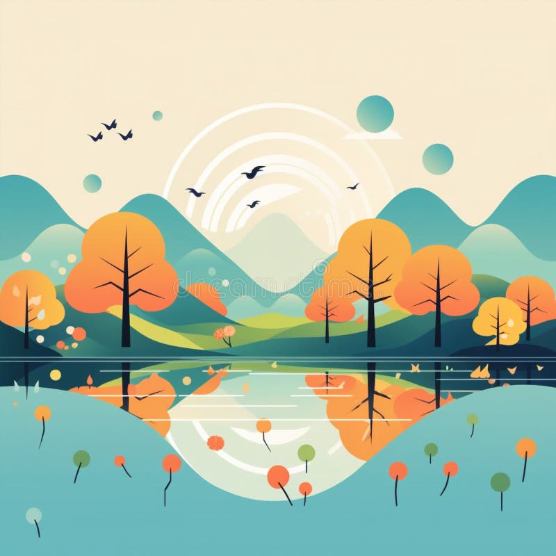 Minimalistic Digital Illustration Depicting the Concept of Harmonious ...