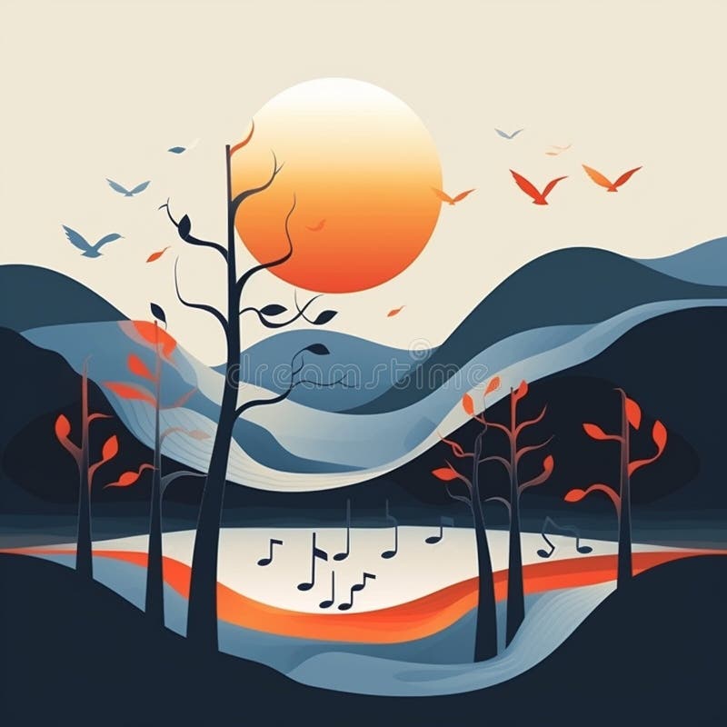 Minimalistic Digital Illustration Depicting the Concept of Harmonious ...