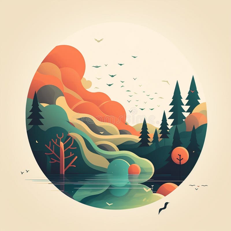 Minimalistic Digital Illustration Depicting the Concept of Harmonious ...