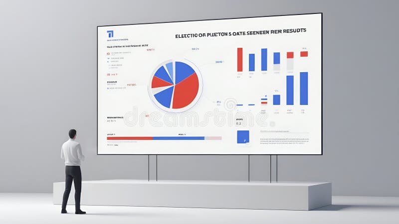 Minimalistic Digital Screen Displaying Election Results, Simple ...