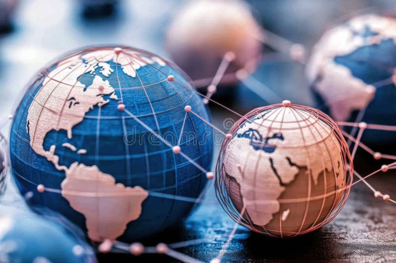 Minimalistic Digital World Map Concept with Connected Global Networks ...