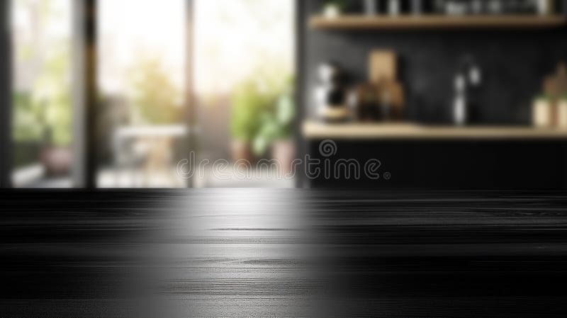Minimalistic Dining Arrangement Highlighting Empty Black Table Against ...
