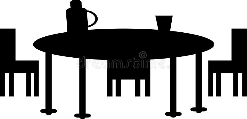 Minimalistic Dining Table and Chairs Silhouette - Vector Illustration ...