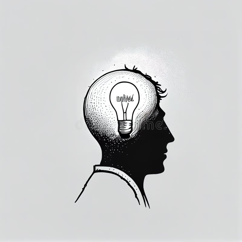 The Birth of an Idea: Minimalistic Drawing of a Man Generating an Idea ...