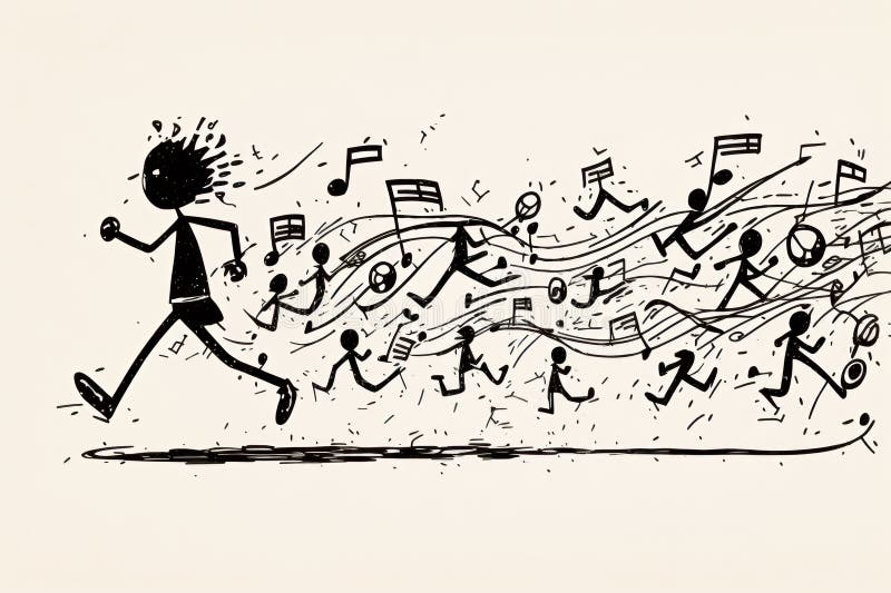 Minimalistic Drawing of Musical Notes. Generative AI. Stock ...