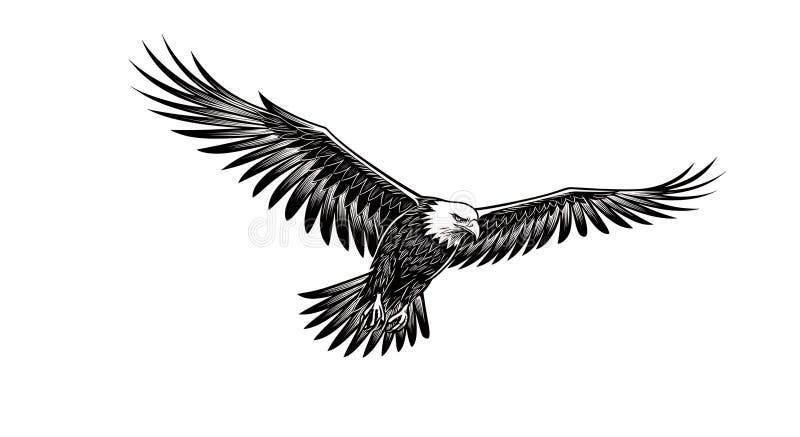 Minimalistic Eagle Line Art, Simple Cartoon Doodle Illustration Stock ...