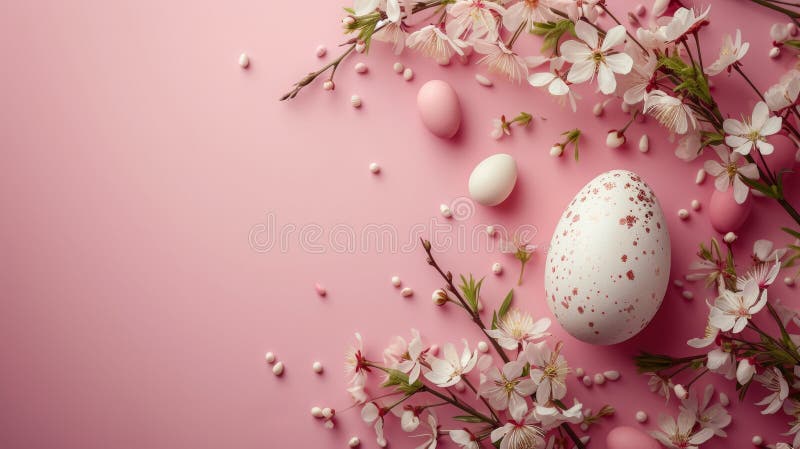 Chic Easter Egg with Blossoming Spring Flowers Stock Image - Image of ...