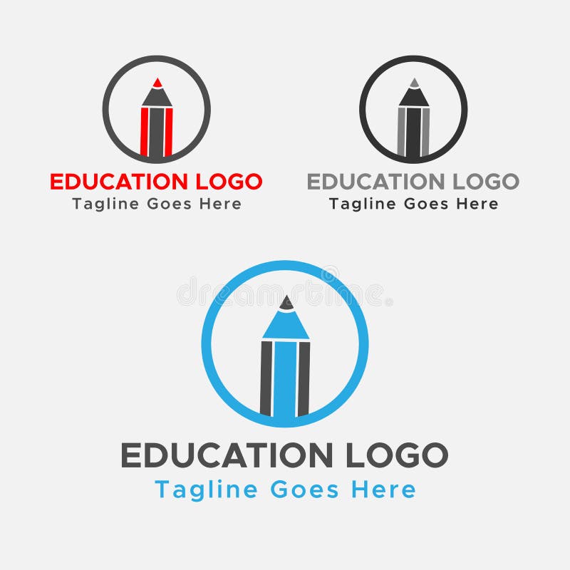 Minimalistic Education Logo. Circular Pencil Logo.Blue, Black and Red ...